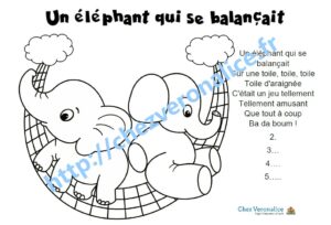 Coloriage un éléphant qui se balançait - Chez Veronalice